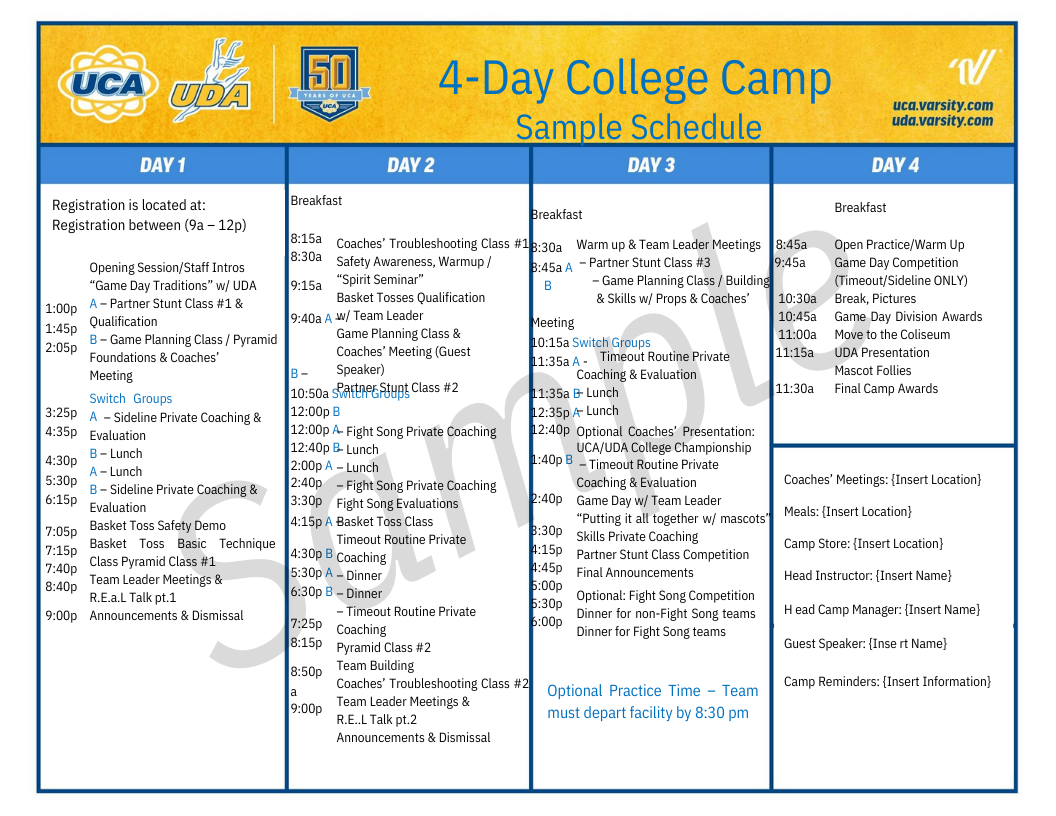 College Cheer Camps | UCA Cheer Camps | Universal Cheerleaders Association